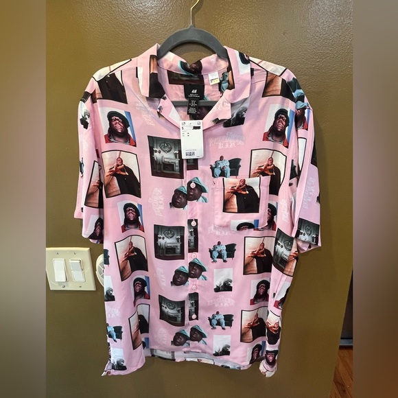 H&M | Shirts | Hm The Notorious Big Biggie Smalls Mens Med Pink Resort ...